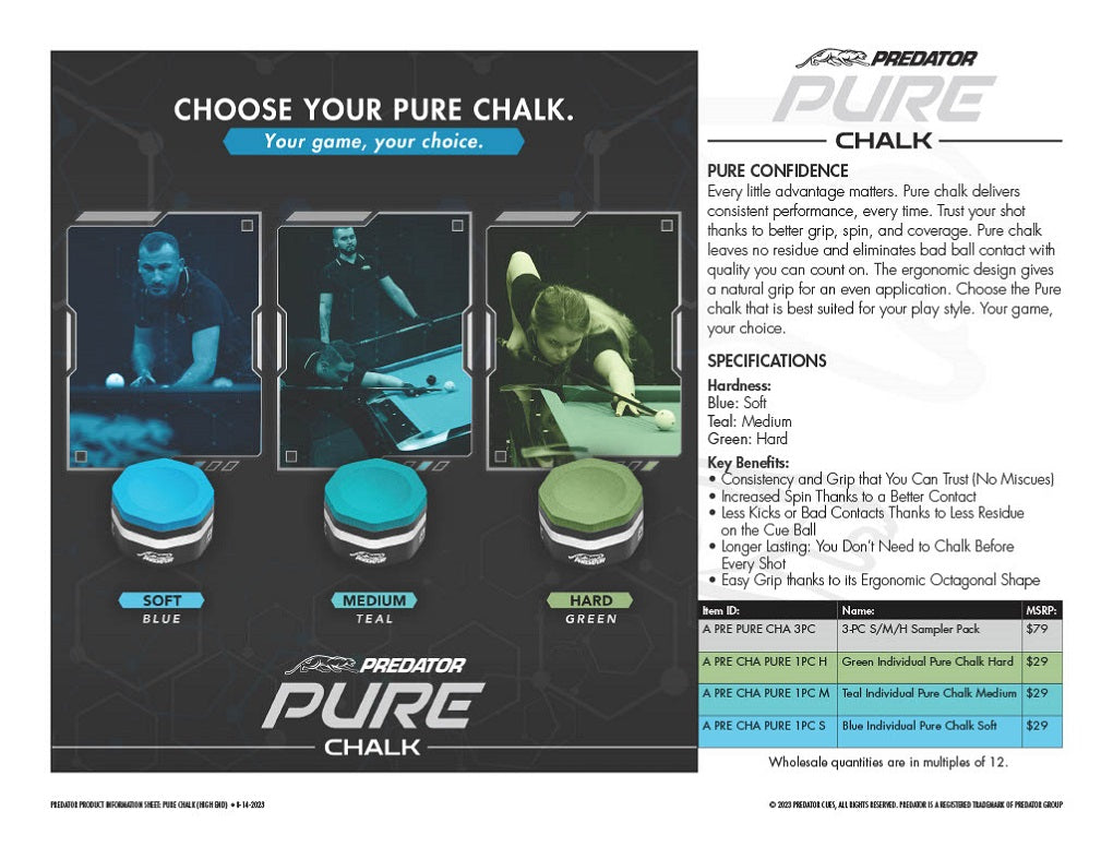 Get Unmatched Grip and Spin with the NEW Predator Pure Cue Chalk | Buy Now